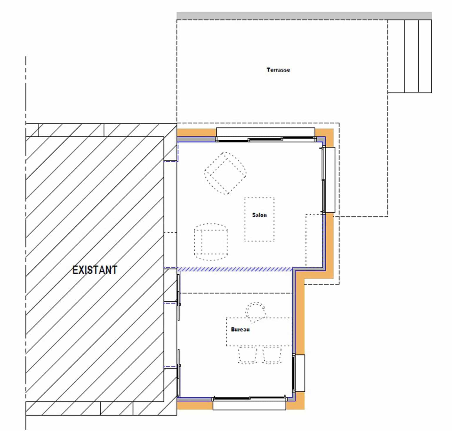 Extension maison 40m2, plan | Extenbois